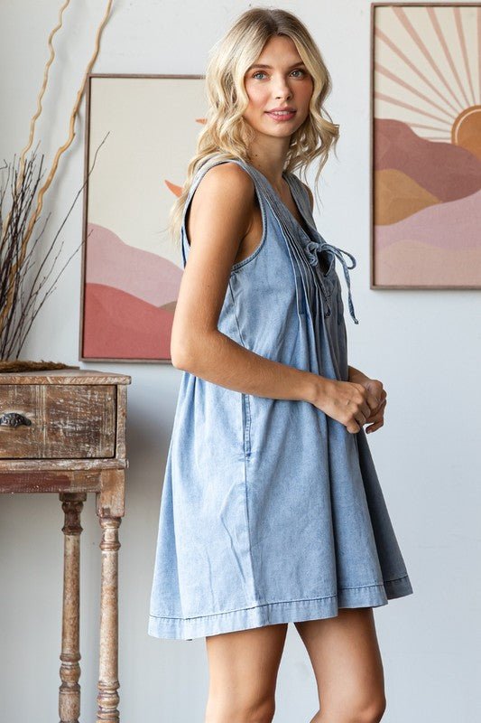 The Flirty Mini Denim Dress - Bel Air Boutique