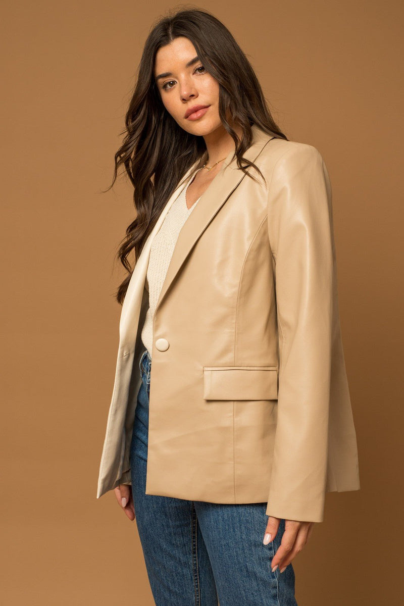 Bobbi Colorblock Faux Leather Blazer - Bel Air Boutique